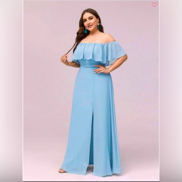 Ever Pretty | Dresses | Ever Pretty Plus Split Thigh Ruffle Trim Dress ...